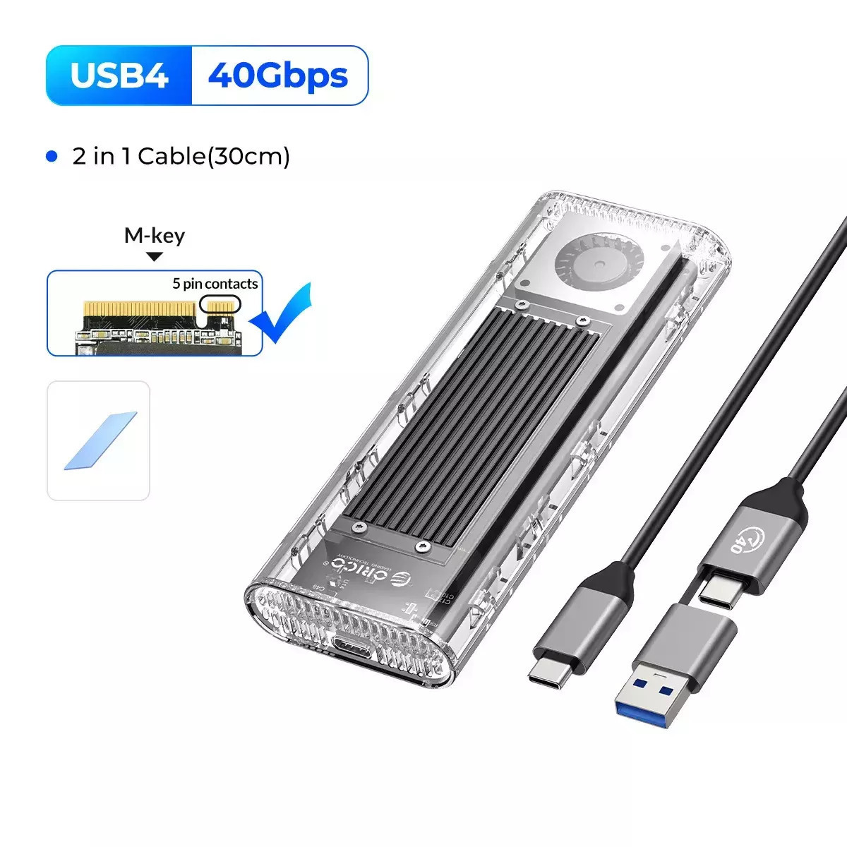 Usb4 M.2 Nvme Ssd Enclosure 40gbps Transfer Rate Built-in Cooling Fan ...