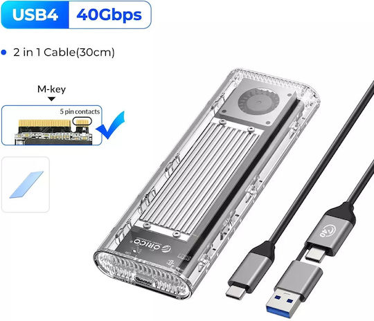 Usb4 M.2 Nvme Ssd Enclosure 40gbps Transfer Rate Built-in Cooling Fan ...