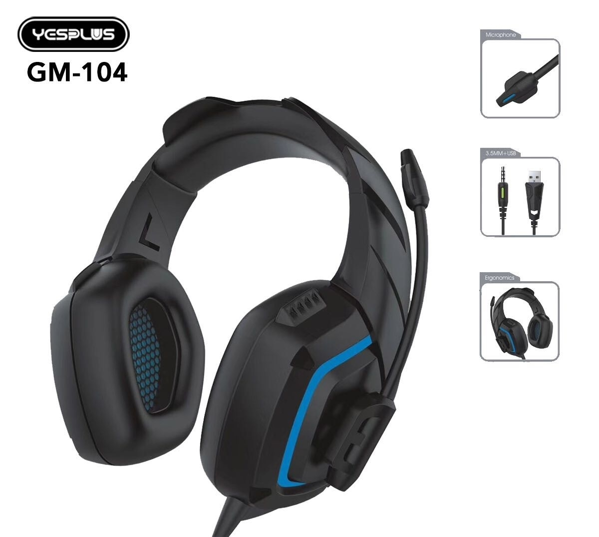 Yesplus GM-104 Over Ear Gaming Headset με σύνδεση 3.5mm | Skroutz.gr