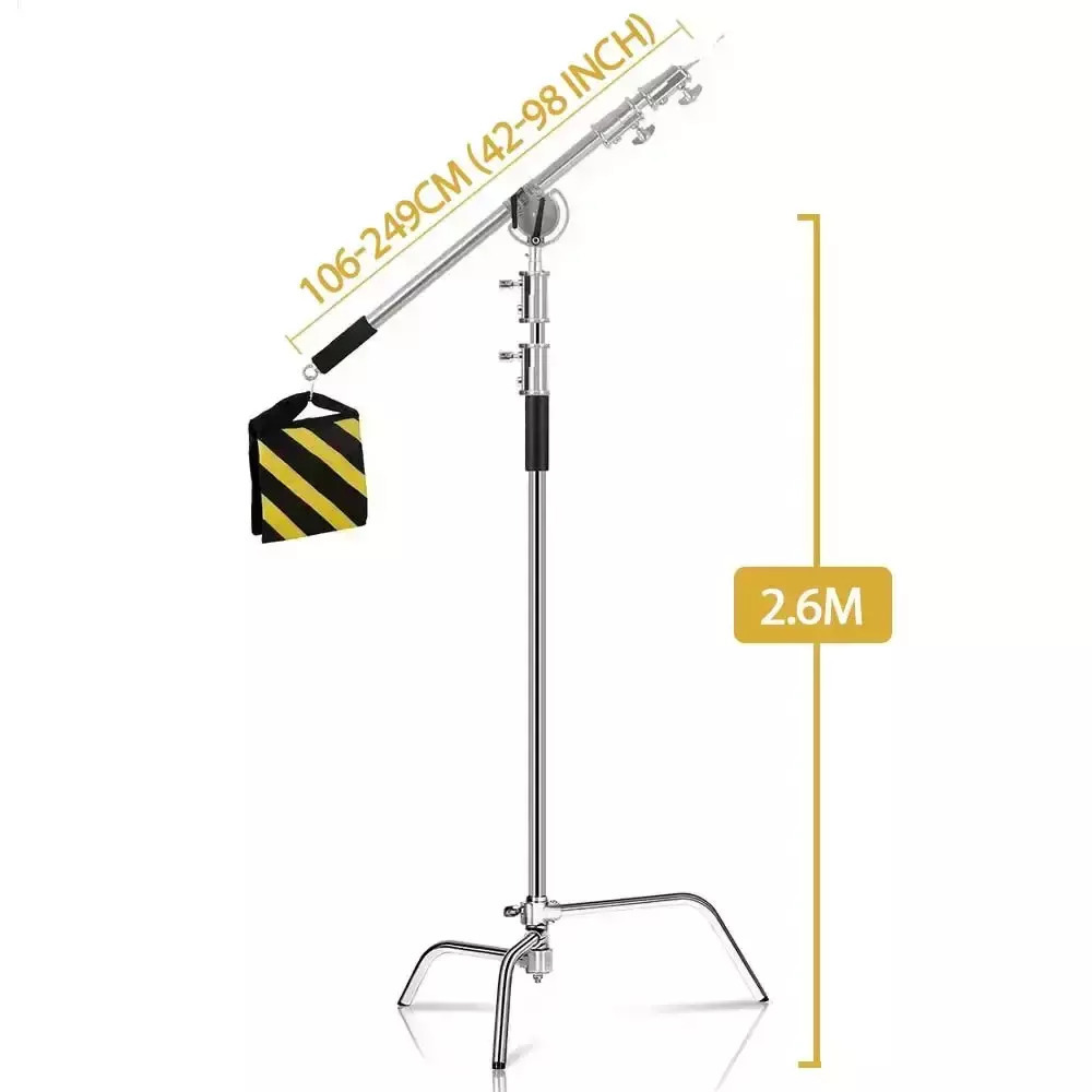 Photography C Stand Adjustable Height 260cm 107cm Boom Arm 2.6m ...