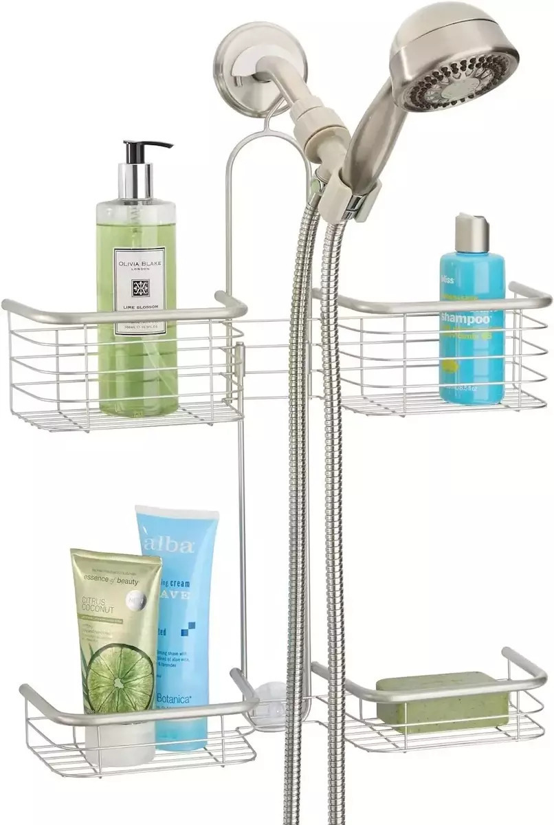 Shower Caddy 4 Compartment Design Handheld Shower Compatibility Satin ...