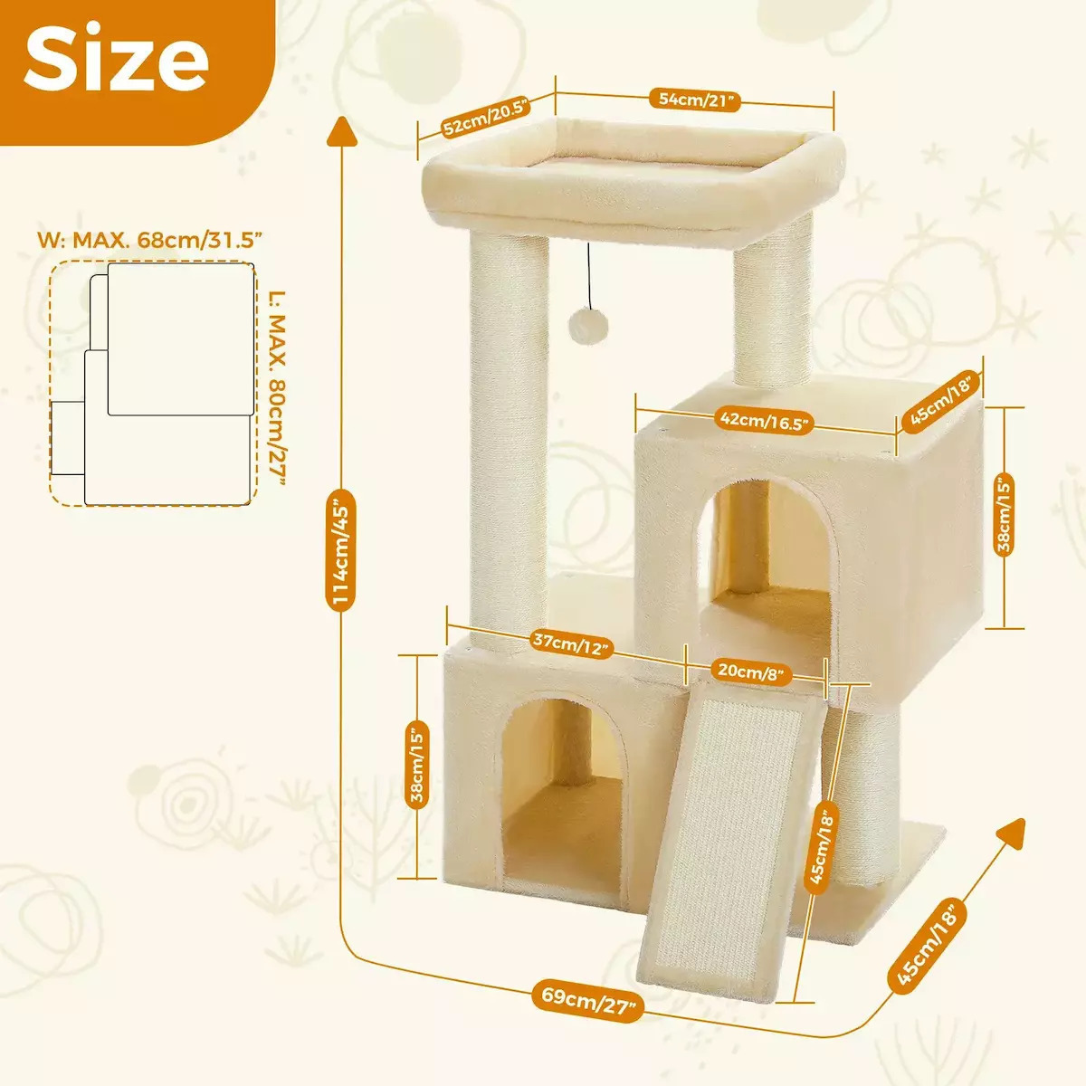 Arbore pentru pisici, design pe mai multe niveluri, stâlpi de zgâriere ...