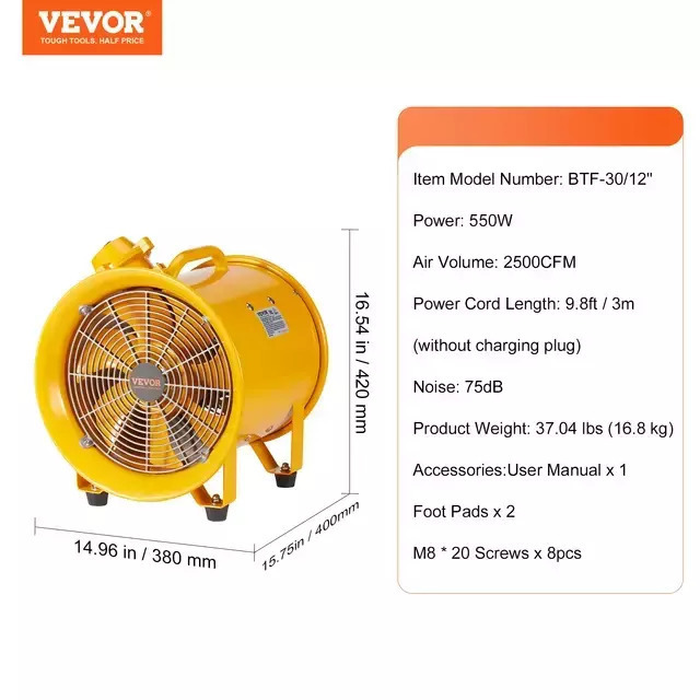 Portable Ventilation Fan Industrial Exhaust Fan Air Clean Extractor ...