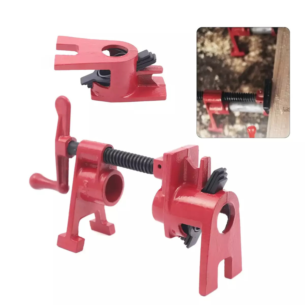 Wood Gluing Pipe Clamp Set Heavy Duty Cast Iron Quick Release Mechanism ...