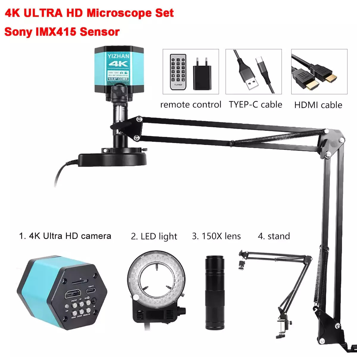 Digital Microscope 4k Output High Definition Full 4k-150x | Skroutz.gr