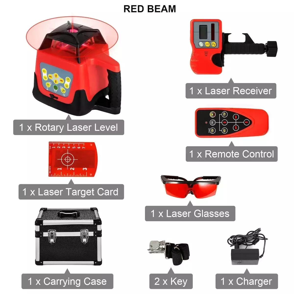 Laser Level Tool High Precision Measurement 360-degree Scanning Red ...