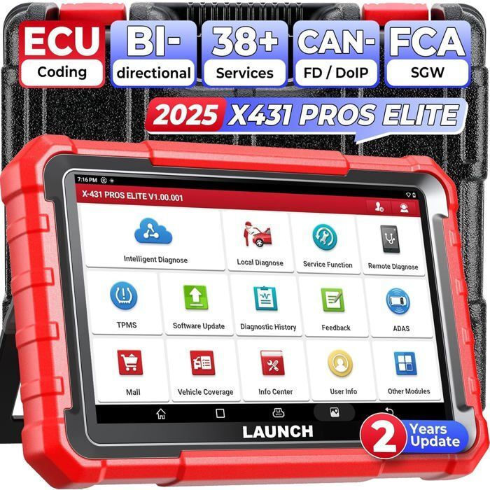 Launch X431 Pros Elite Car Diagnostic Tool Canfd Doip Bidirectional Ecu ...