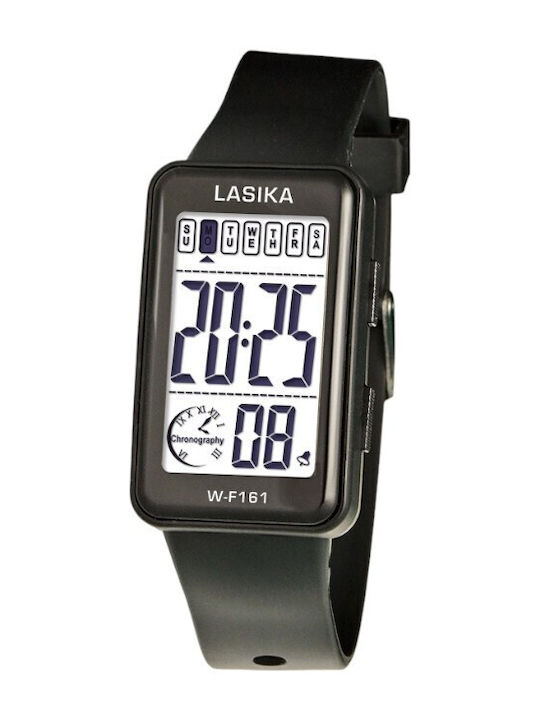Lasika Ψηφιακό Ανδρικό Ρολόι 28mm Μπαταρίας με Μαύρο Καουτσούκ Λουράκι ...