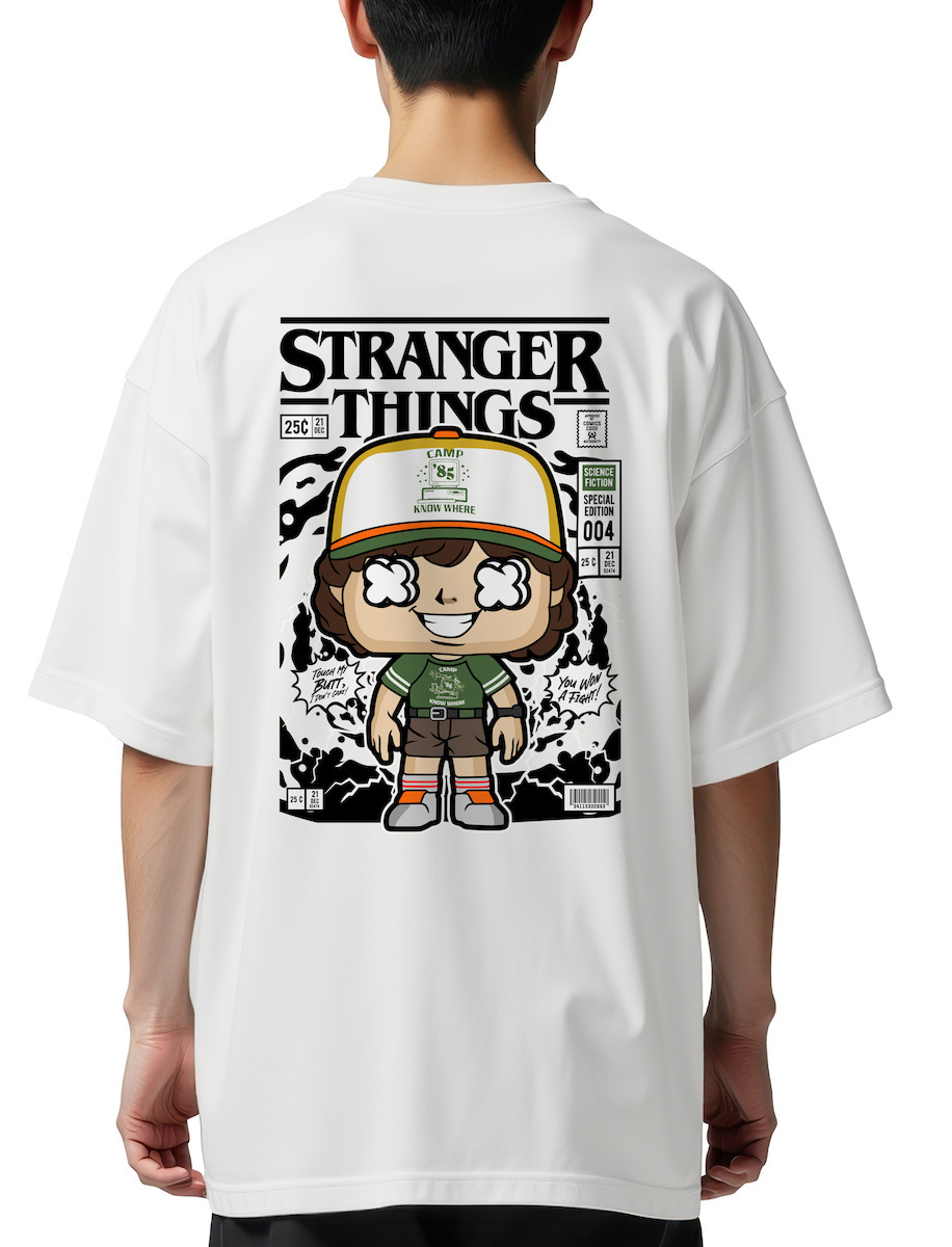 Oversized T-shirt Stranger Things Dustin Pop Culture White | Skroutz.gr
