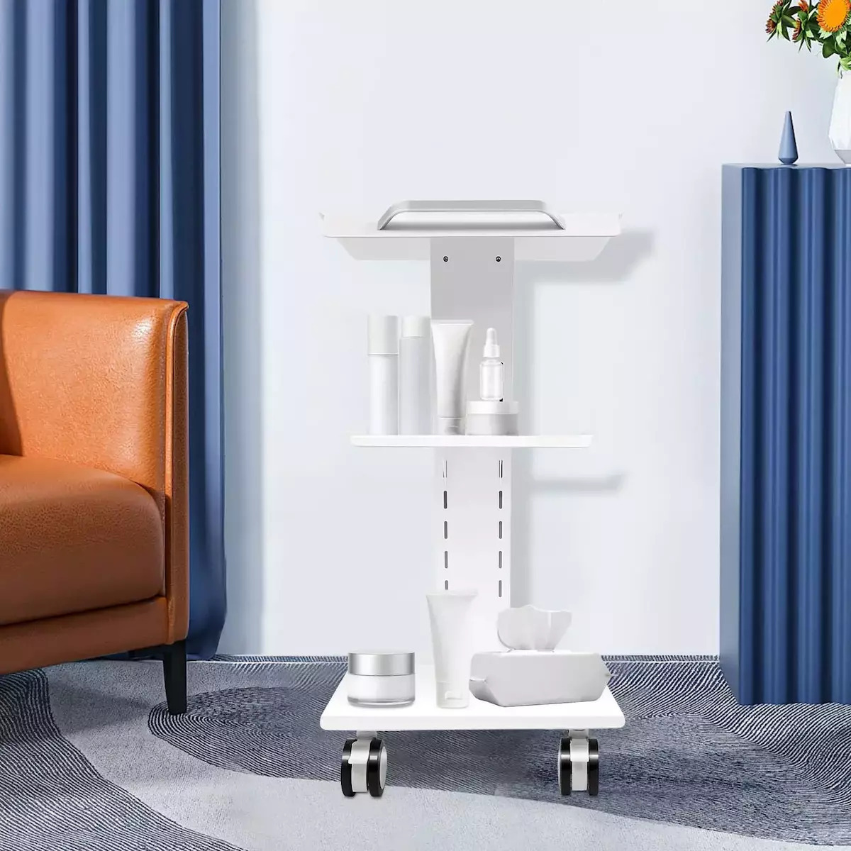 Multi-function Trolley Cart 3-tier Design Lockable Wheels White | Skroutz.gr