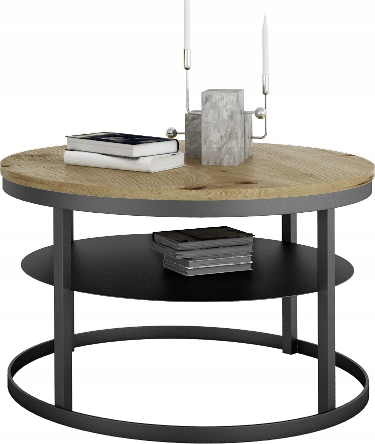 Rotund Masă de cafea Metalica Black Oak SKOPRP-C1DA-75 L75xW75cm ...
