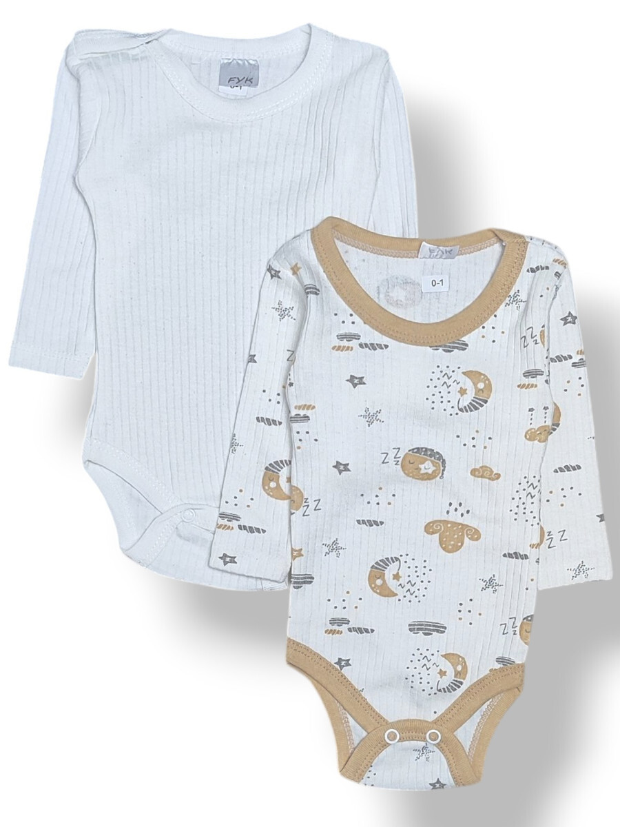 Babydom Σετ Βρεφικά Φορμάκια Μακρυμάνικο Εκρού, Σοκολά 2τμχ BST-2381 ...