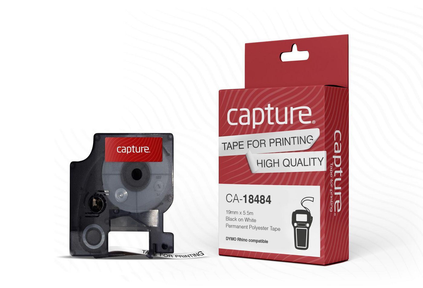 Capture 19mm X 5.5m Black On White Permanent Polyester Tape | Skroutz.gr