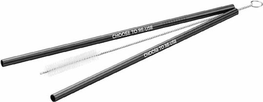 Ecoffee Cup Επαναχρησιμοποιούμενα Καλαμάκια Notte Μαύρο Σετ 2τμχ ...