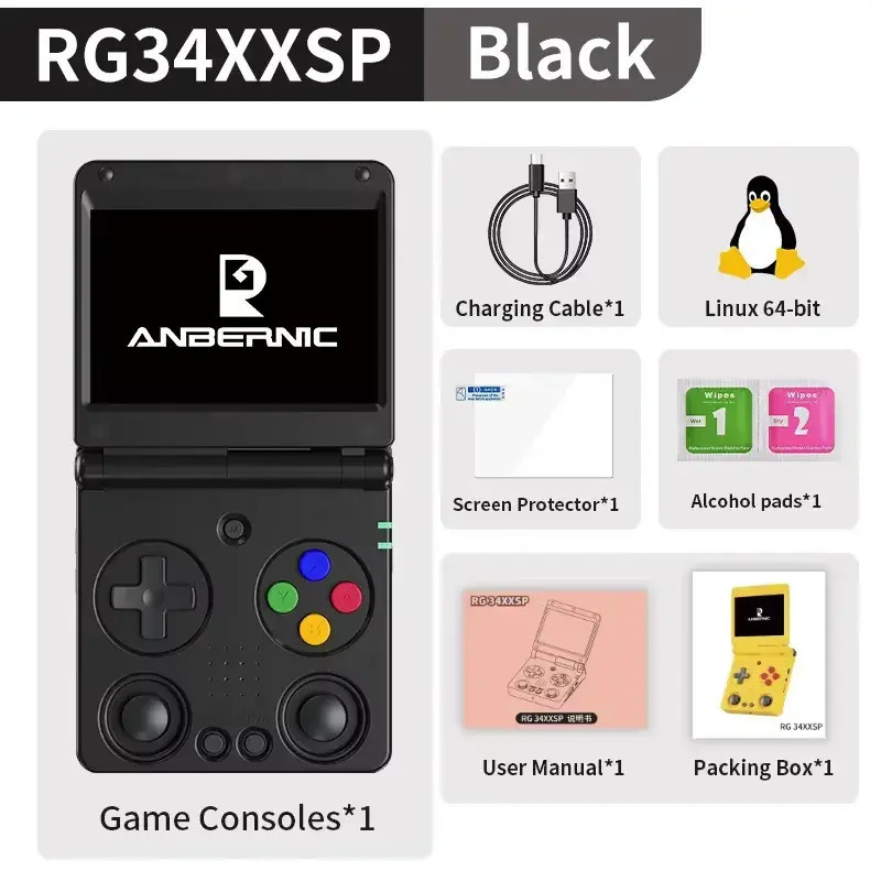 Handheld Game Console 3.4-inch Ips Display Linux Operating System Black ...
