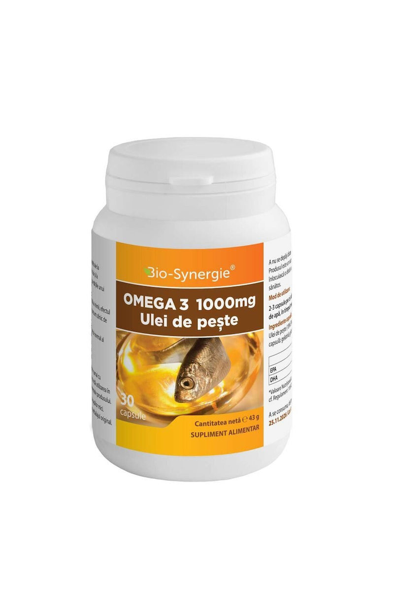 Omega 3 Ulei de Pește 1000 Miligrame 30 Capsule Bio Synergie | Skroutz ...