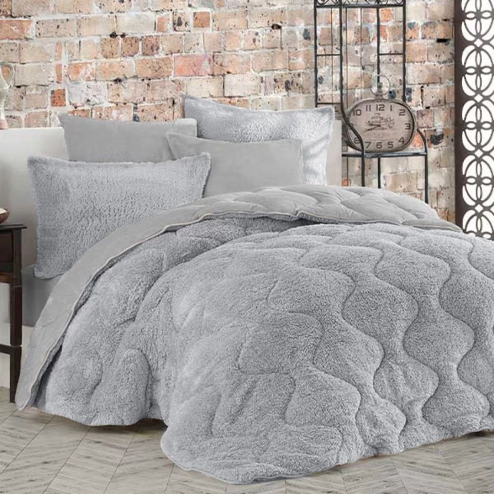 Homeone Κουβερτοπάπλωμα Σετ Υπέρδιπλο 220x240εκ. Γκρι 300 GSM | Skroutz.gr