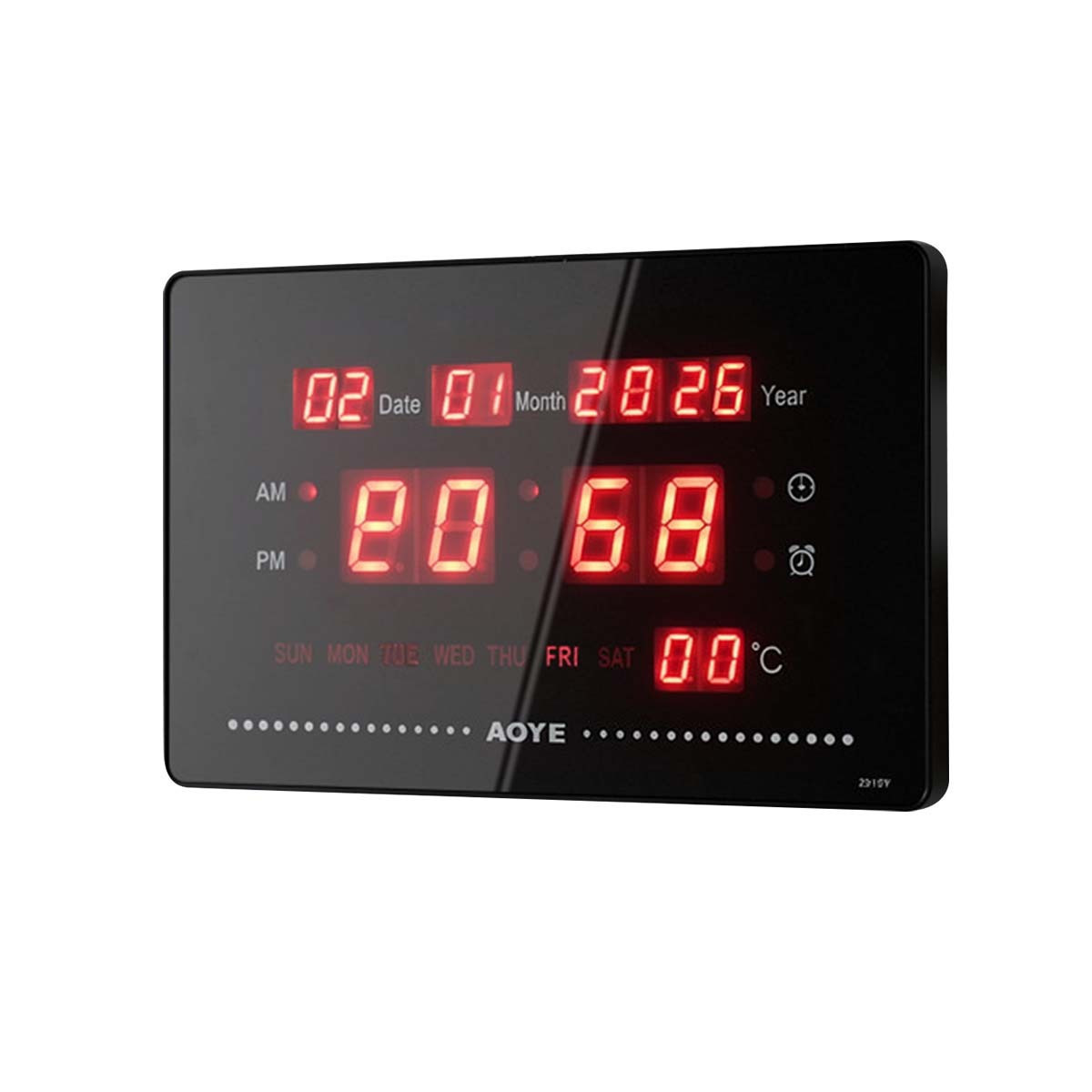 Avizar Luminous Digital Led Clock Date Time Temperature Display Black ...