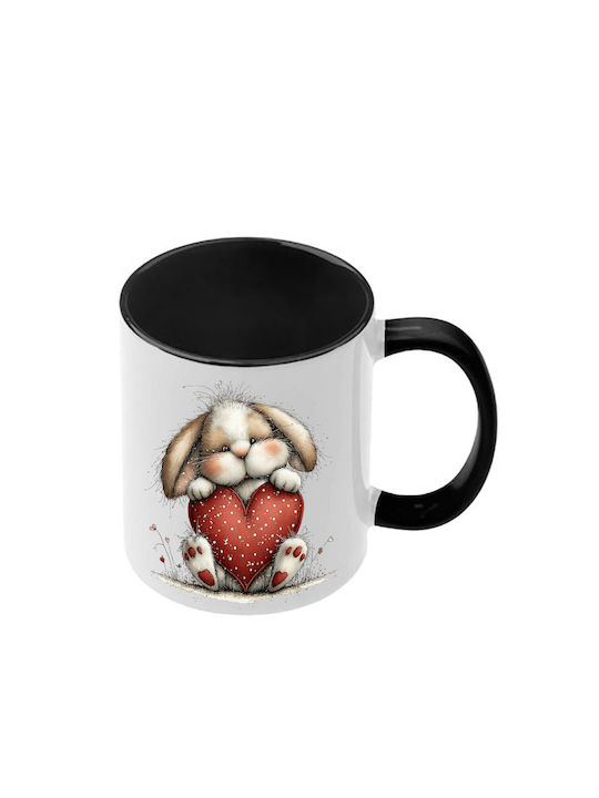 Κούπα Αγίου Βαλεντίνου Cute Animal Μαύρη Λαβή Εσωτερικό | Skroutz.gr