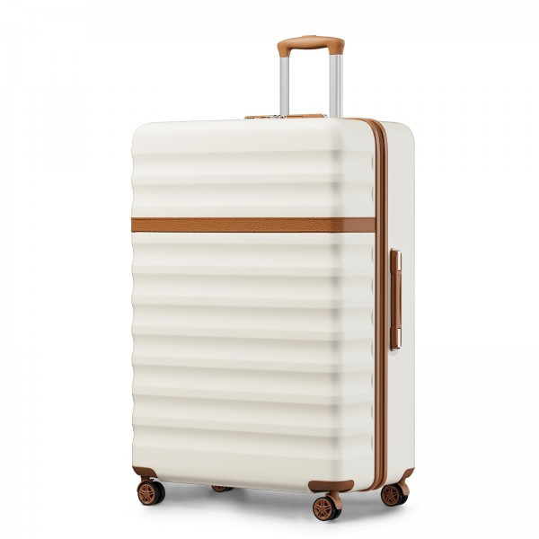 Miss Lulu Μεγάλη Βαλίτσα Ταξιδίου Σκληρή Cream And Brown με 4 Ρόδες ...