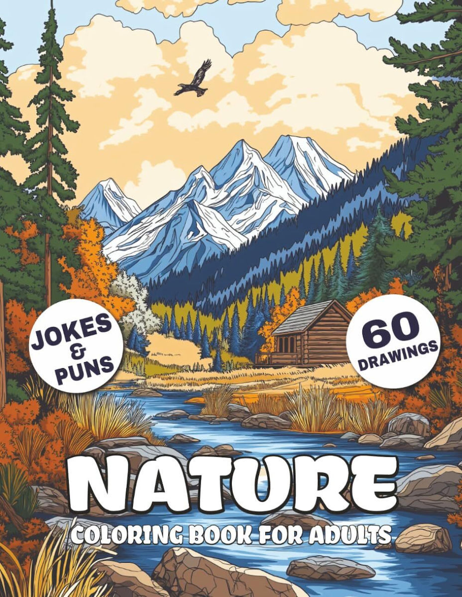 Nature Coloring Book Adults 60 Simple Nature Designs Mountains Forests ...